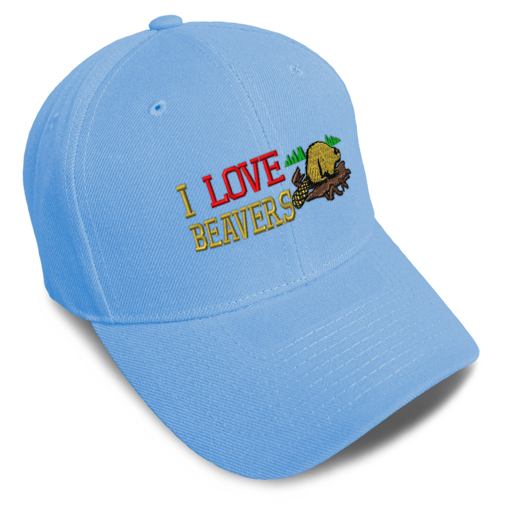 Baseball Cap I Love Beavers Embroidery Acrylic Dad Hats for Men & Women ...