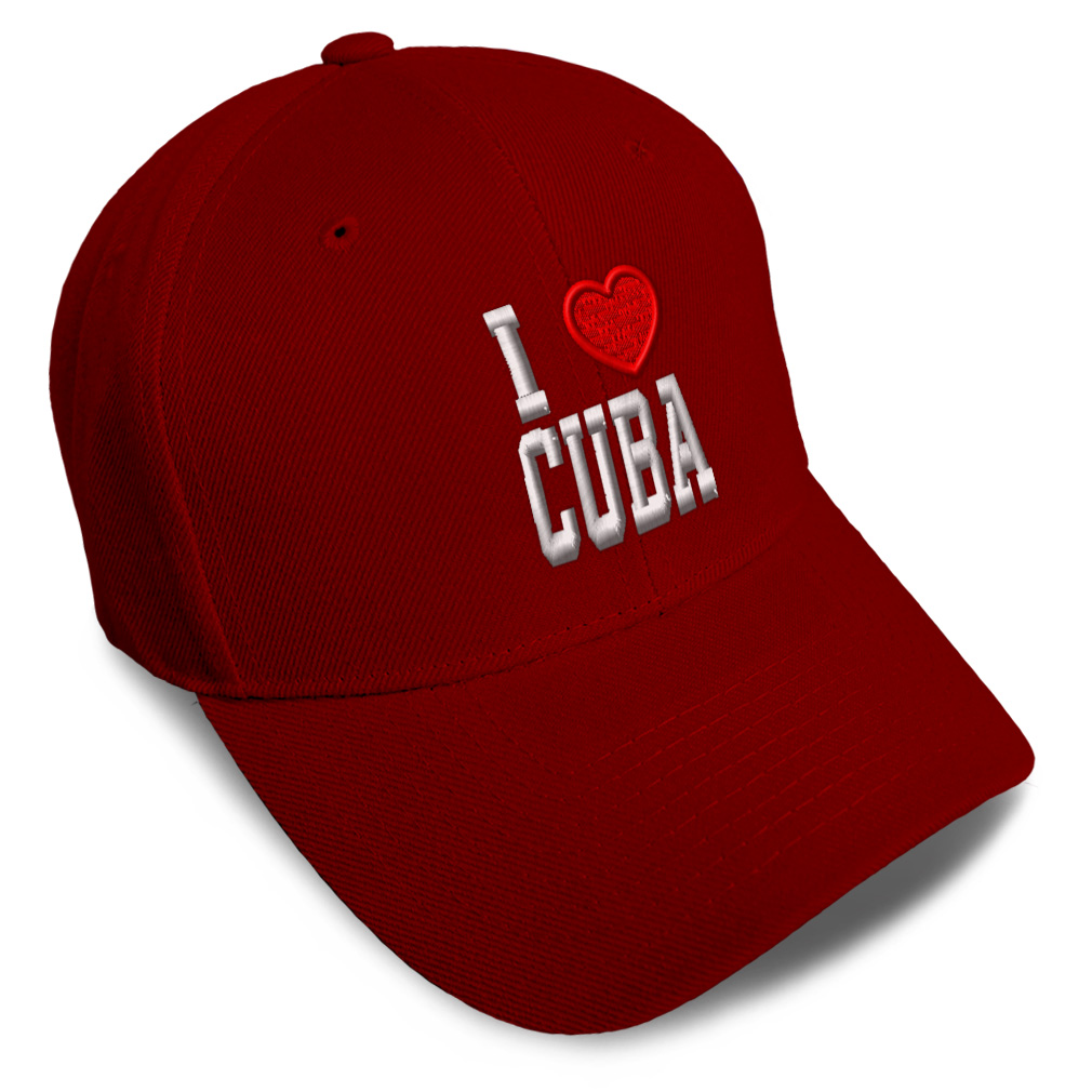 Baseball Cap I Love Cuba Acrylic Dad Hats for Men & Women Strap Closure ...