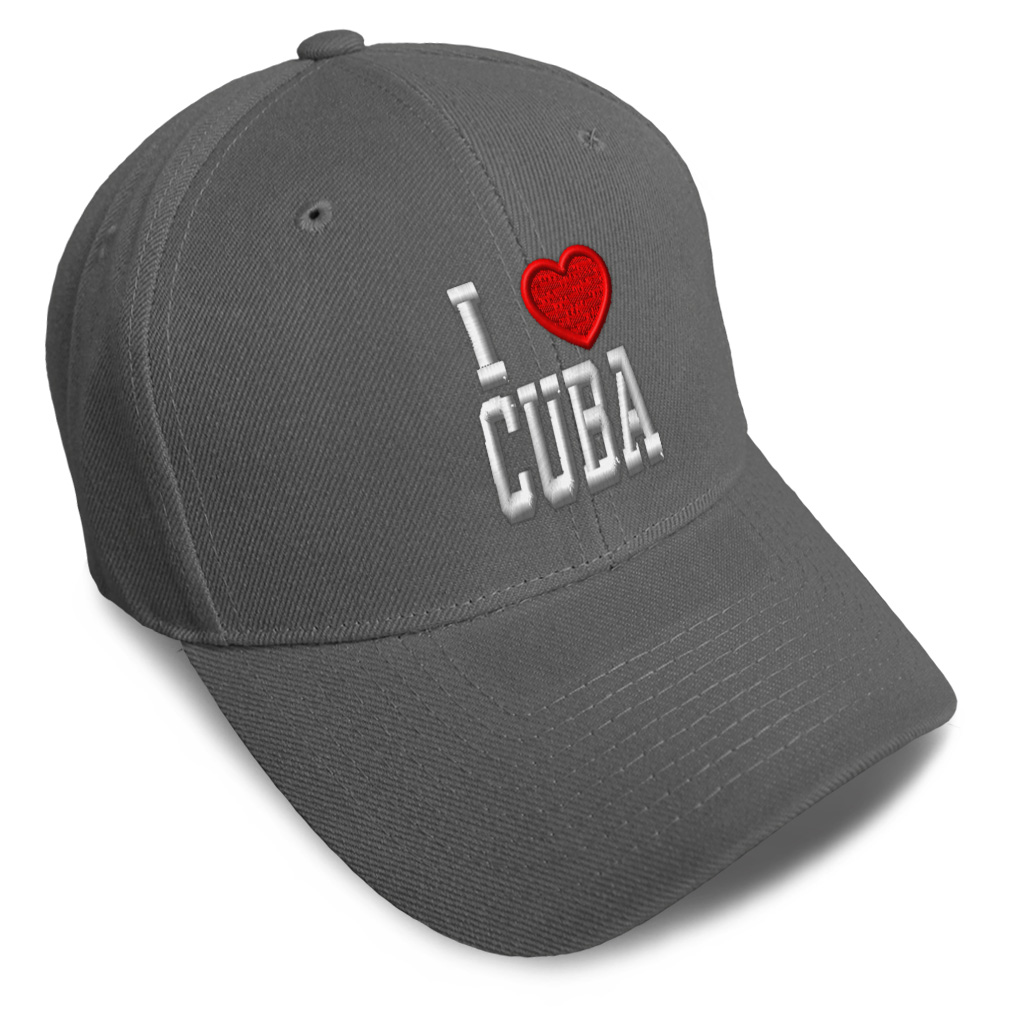 Baseball Cap I Love Cuba Acrylic Dad Hats for Men & Women Strap Closure ...