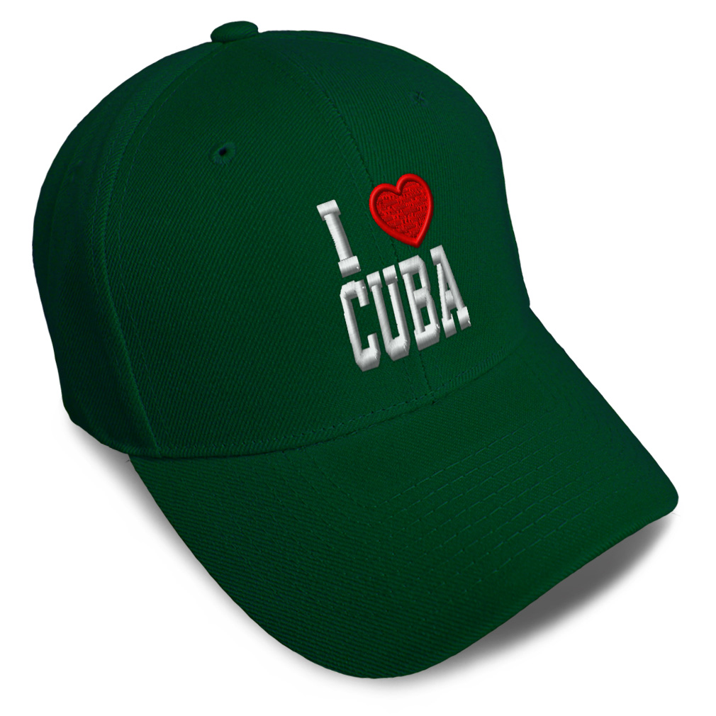 Baseball Cap I Love Cuba Acrylic Dad Hats for Men & Women Strap Closure ...
