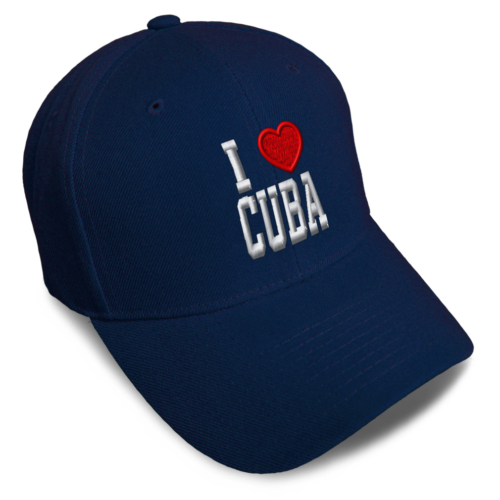 Baseball Cap I Love Cuba Acrylic Dad Hats for Men & Women Strap Closure ...