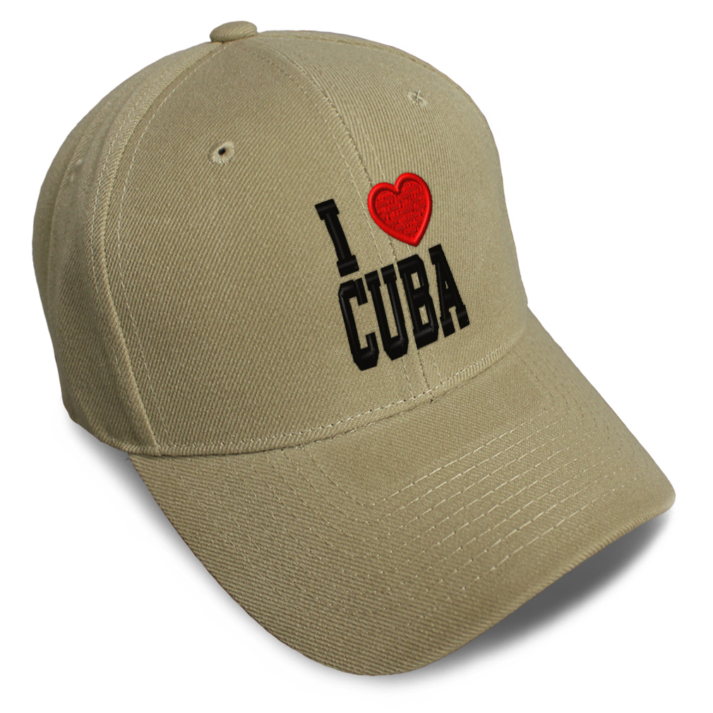 Baseball Cap I Love Cuba Acrylic Dad Hats for Men & Women Strap Closure ...