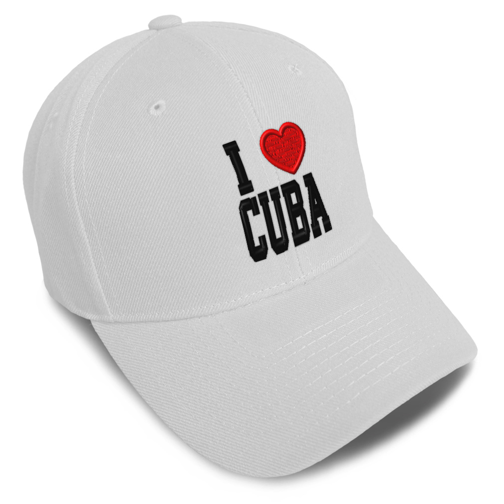 Baseball Cap I Love Cuba Acrylic Dad Hats for Men & Women Strap Closure ...