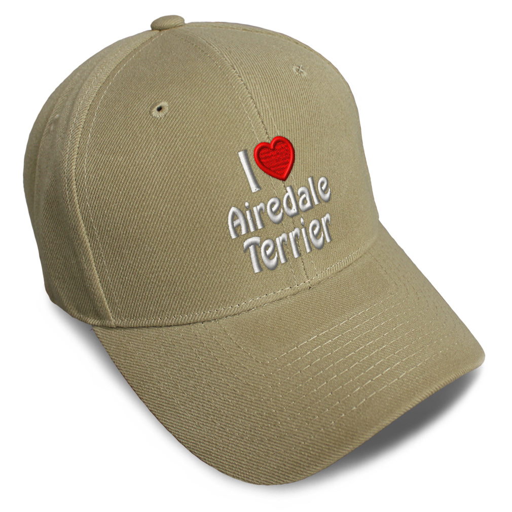 Baseball Cap I (Love) Airedale Terrier Red Heart Pet Lovers Dog ...