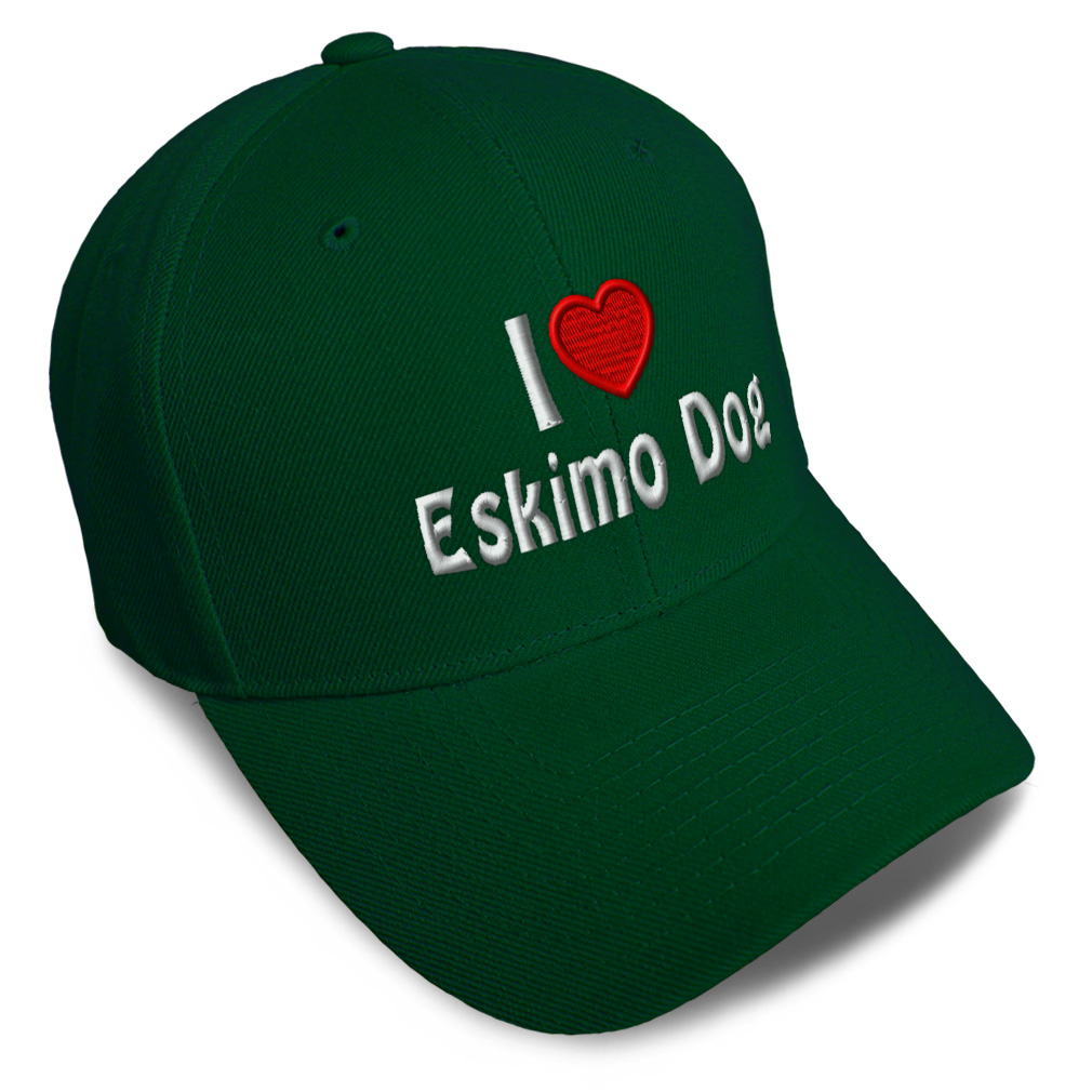 Baseball Cap I (Love) Eskimo Dog Red Heart Pet Lovers Dad Hats for Men ...