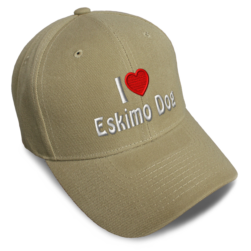 Baseball Cap I (Love) Eskimo Dog Red Heart Pet Lovers Dad Hats for Men ...