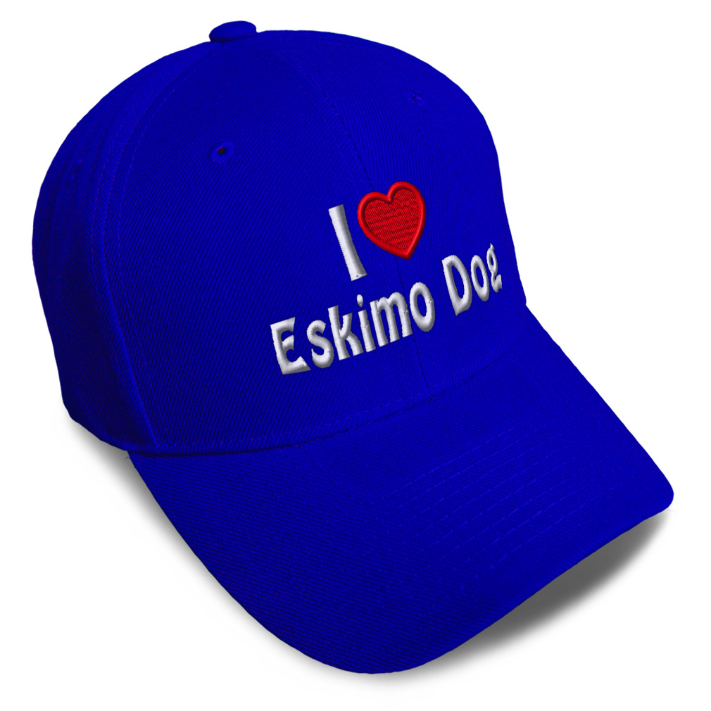 Baseball Cap I (Love) Eskimo Dog Red Heart Pet Lovers Dad Hats for Men ...