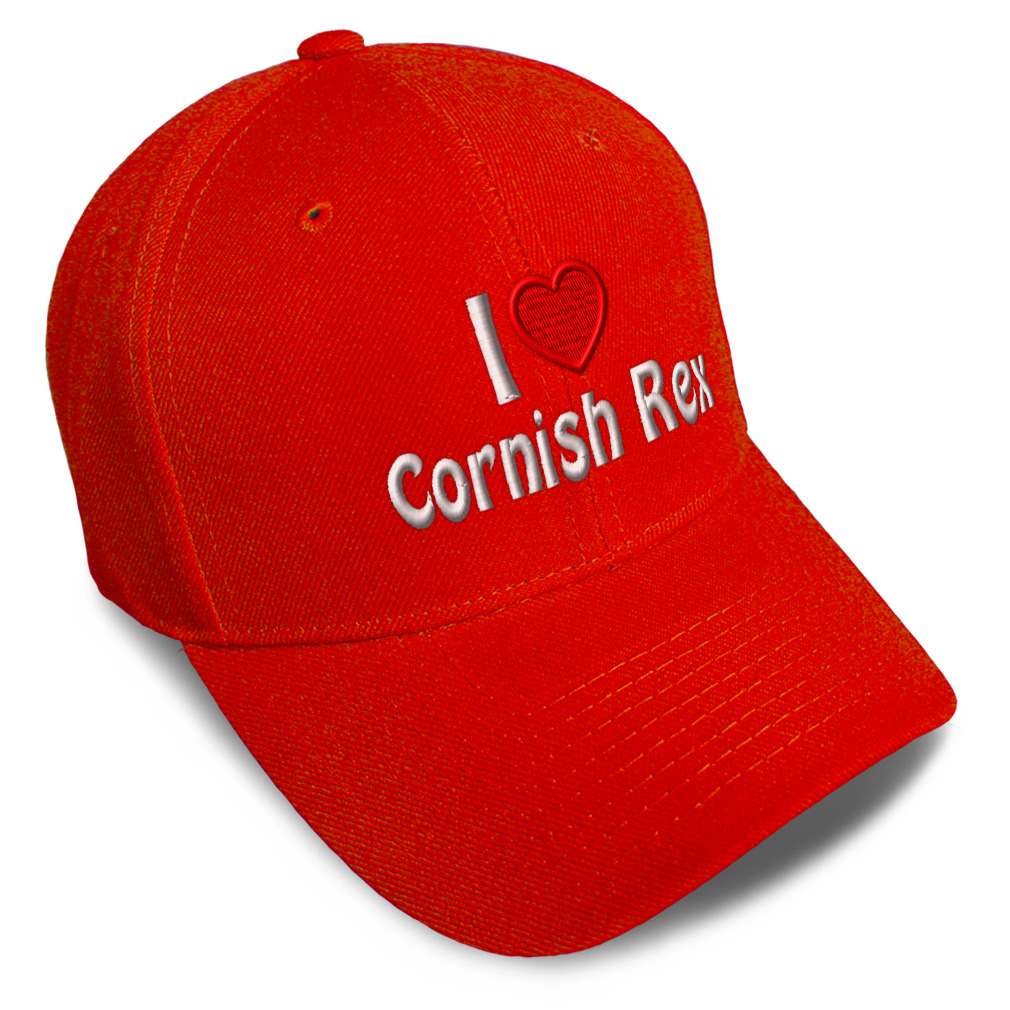 Baseball Cap I (Love) Cornish Rex Red Heart Pet Lovers Dad Hats for Men ...