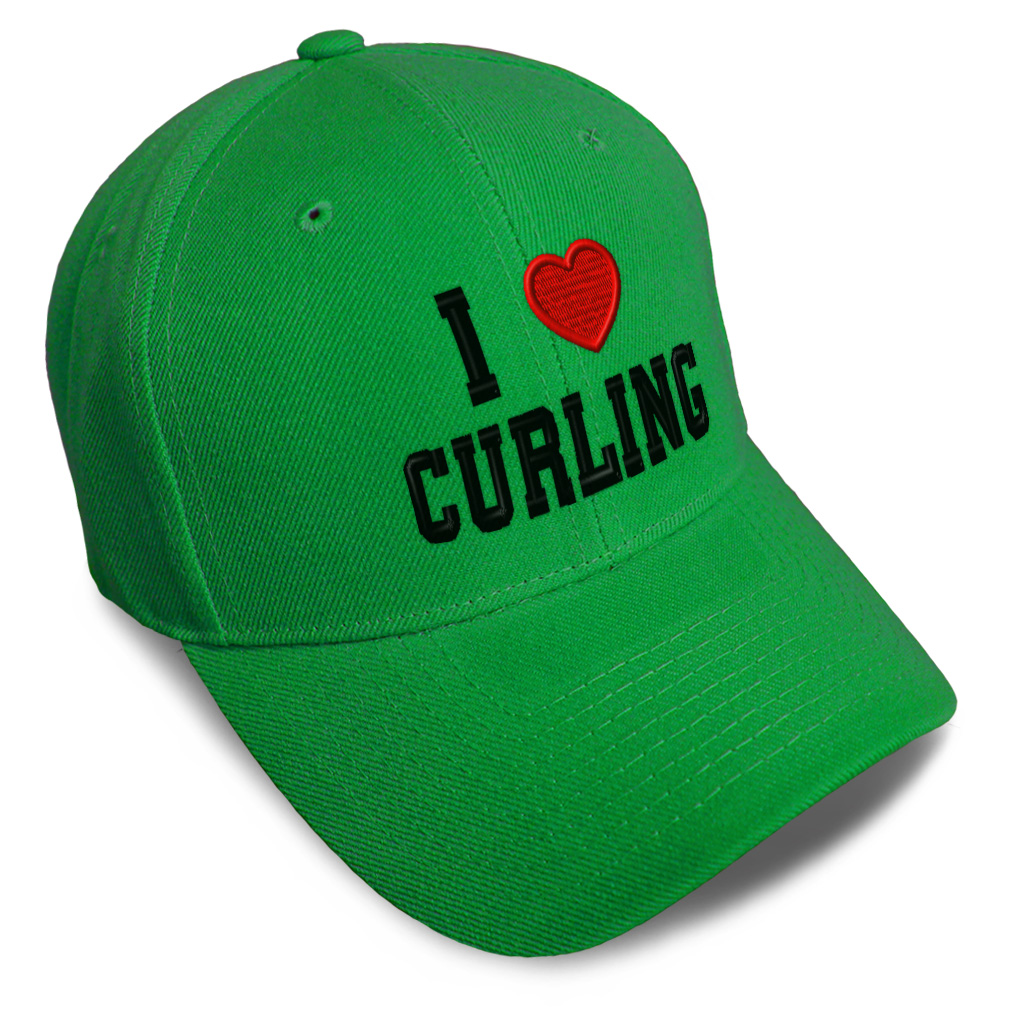 Baseball Cap I (Love) Curling Red Heart Sports Lovers Dad Hats for Men ...